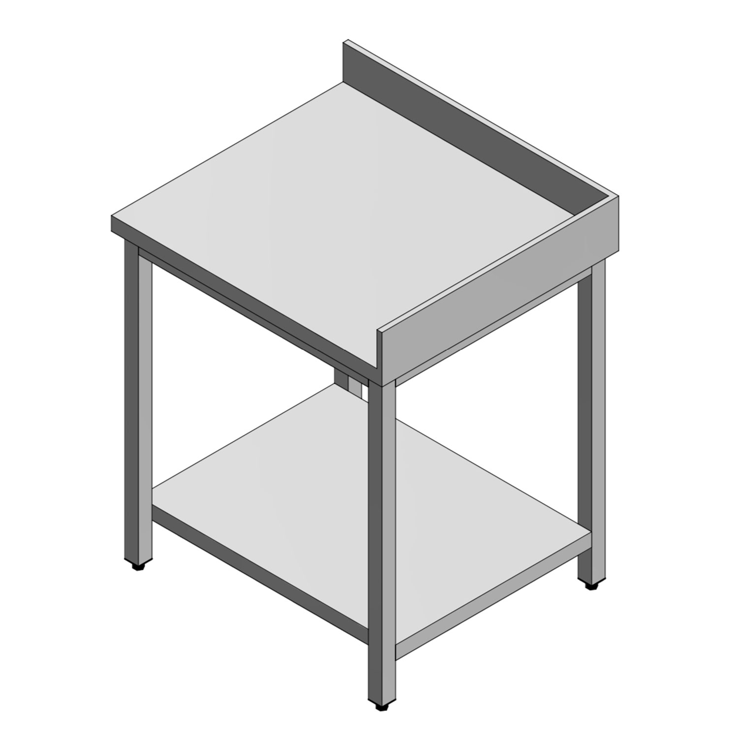 Stainless Steel Table with Back- Right Splash & Bottom Shelf